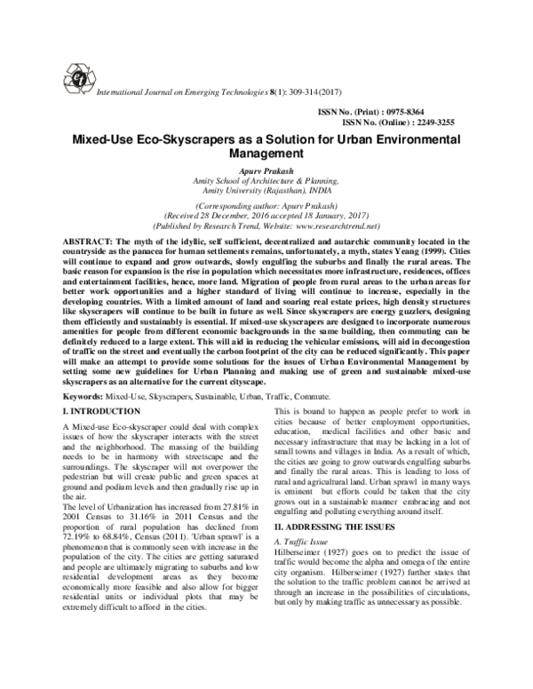 (PDF) Mixed-Use Eco-Skyscrapers as a Solution for Urban Environmental ...