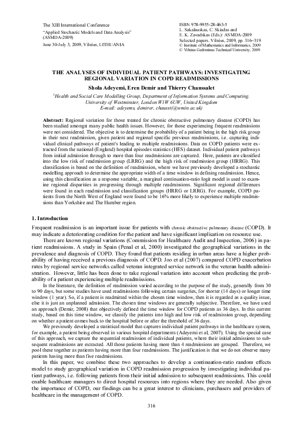 (PDF) COPD Readmissions: Analyzing Patient Pathways