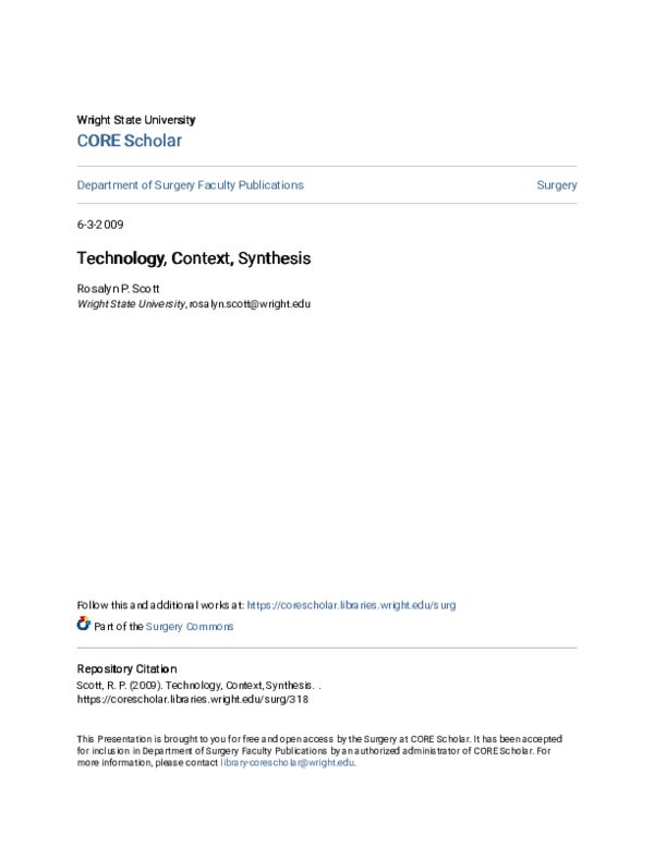 (PDF) Technology, Context, Synthesis