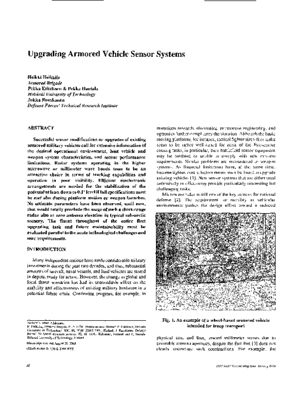 (PDF) Upgrading armored vehicle sensor systems