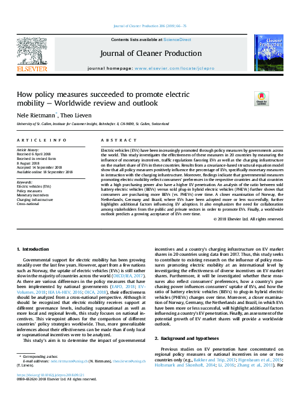 (PDF) How policy measures succeeded to promote electric mobility ...