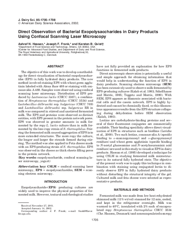 (PDF) Direct observation of bacterial exopolysaccharides in dairy ...