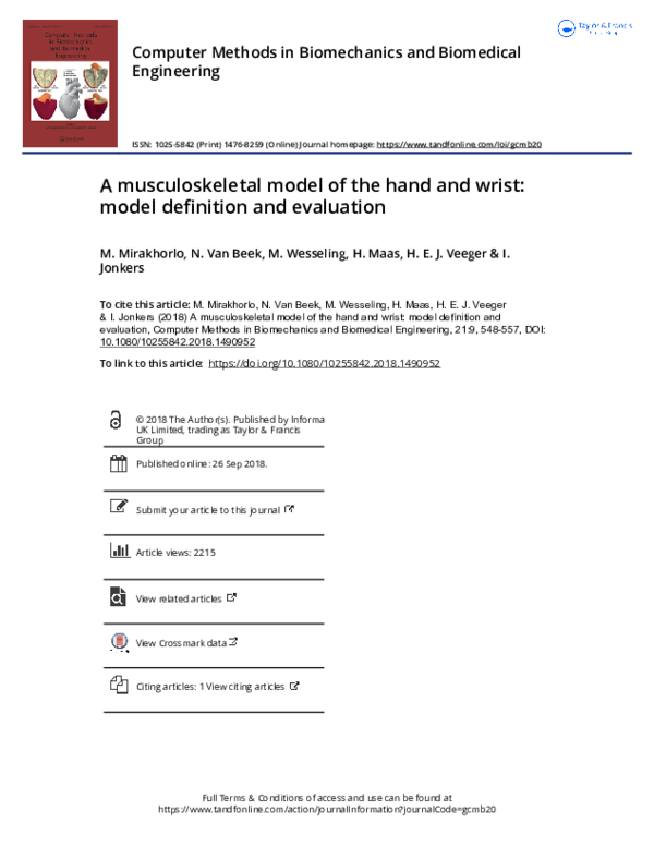 A musculoskeletal model of the hand and wrist: model definition and ...
