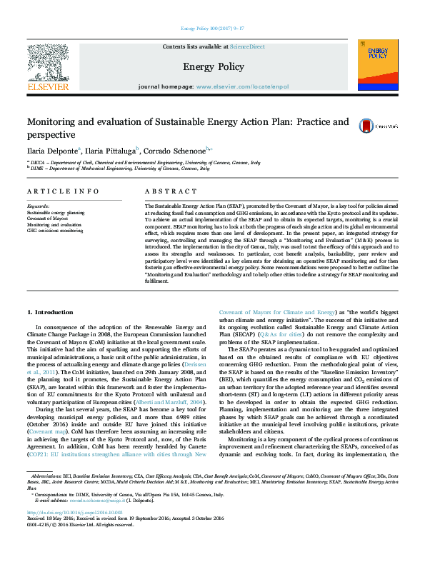 (PDF) Monitoring and evaluation of Sustainable Energy Action Plan ...