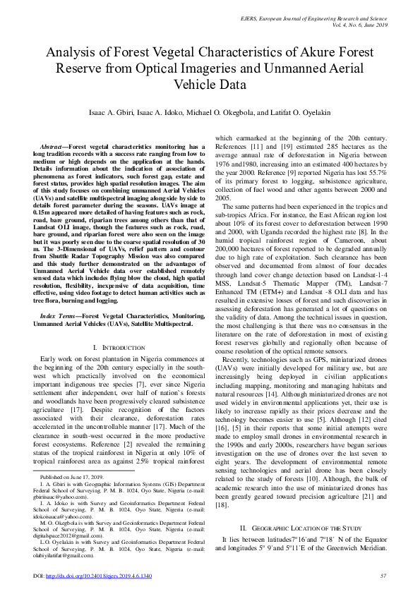 (PDF) Analysis of Forest Vegetal Characteristics of Akure Forest ...