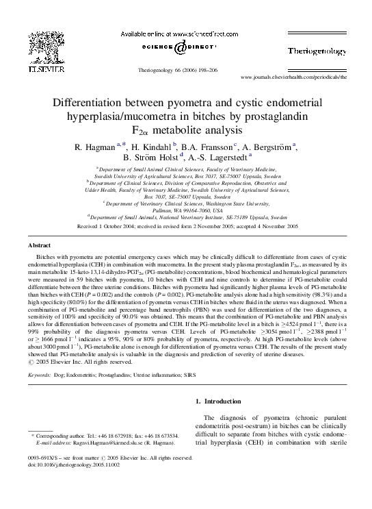 (PDF) Differentiation between pyometra and cystic endometrial ...