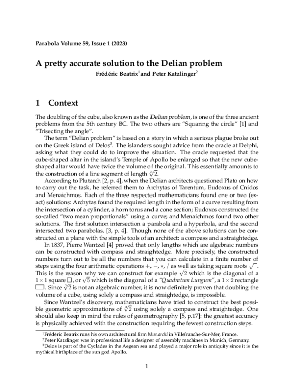 (PDF) A pretty accurate solution to the Delian problem