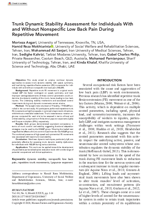 (PDF) Trunk Dynamic Stability Assessment for Individuals With and Without Nonspecific Low Back ...
