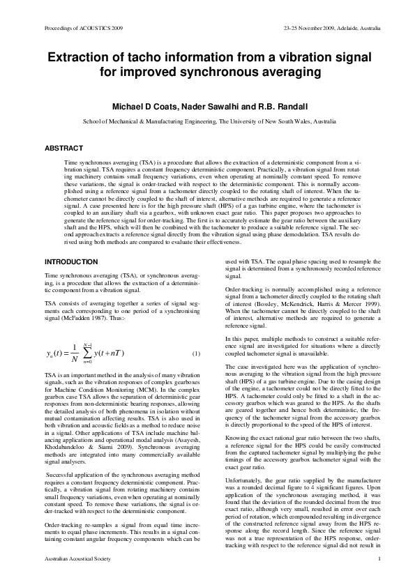 (PDF) Extraction of tacho information from a vibration signal for ...