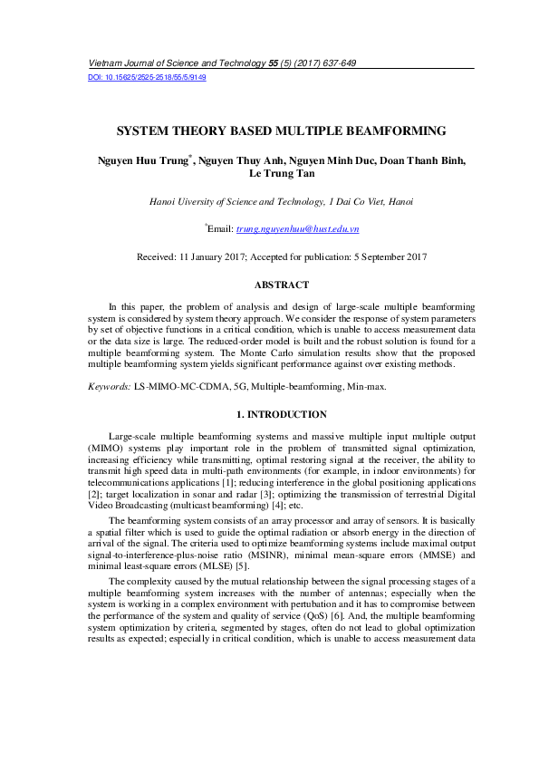 (PDF) System Theory Based Multiple Beamforming