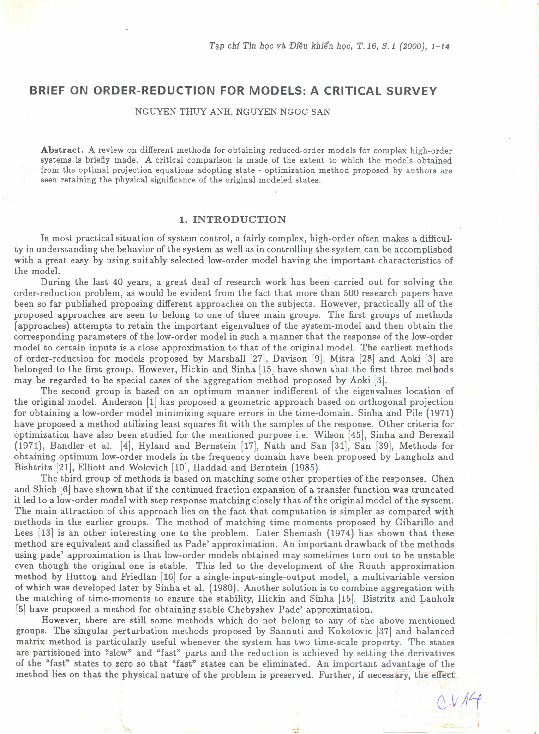 (PDF) Brief on order-reduction for models: a critical survey