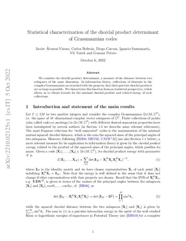 (PDF) Statistical characterization of the chordal product determinant ...