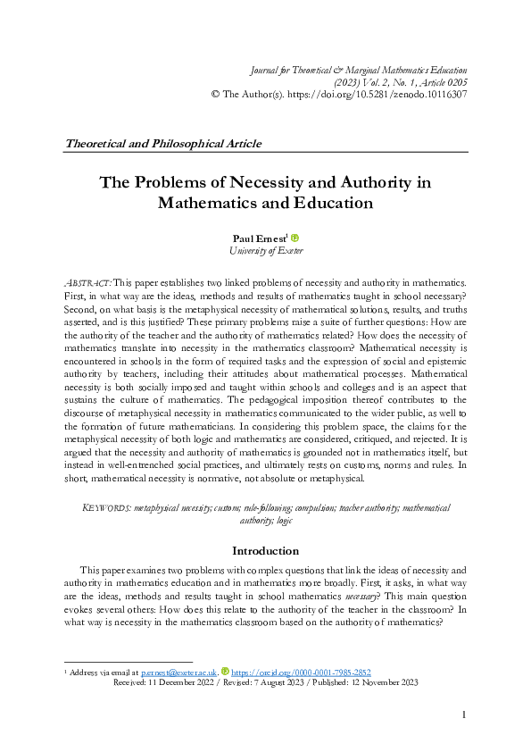(PDF) Theoretical and Philosophical Article The Problems of Necessity ...