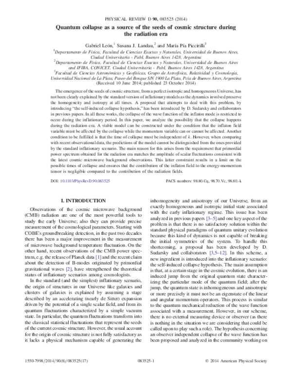 (PDF) Quantum collapse as a source of the seeds of cosmic structure ...