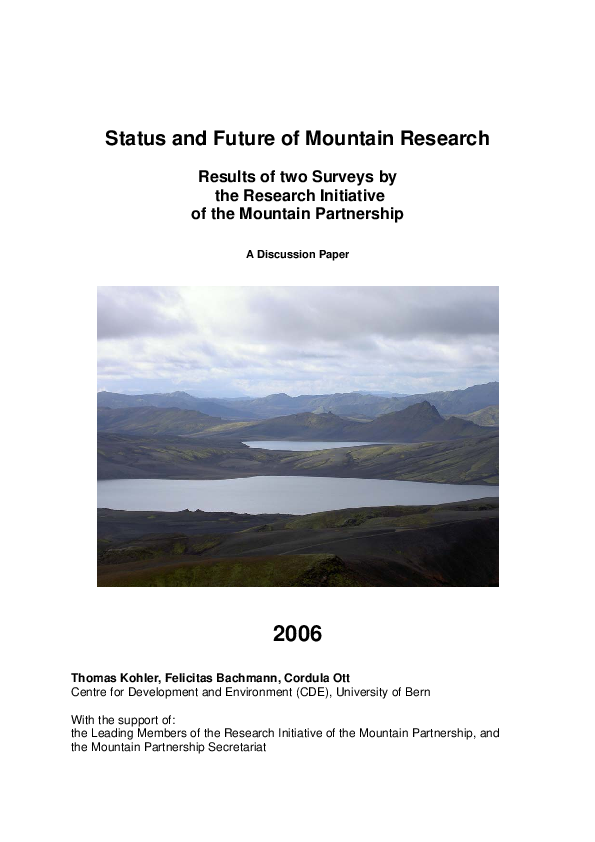 (PDF) Status and Future of Mountain Research: Results of two Surveys by ...