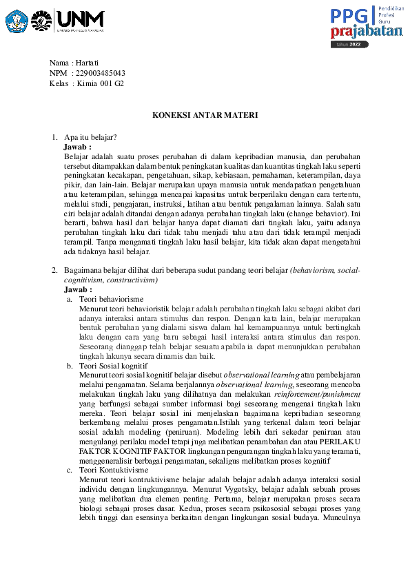 (PDF) Topik 1 Koneksi Antar Materi Matkul Pemahaman tentang Peserta Didik dan Pembelajarannya