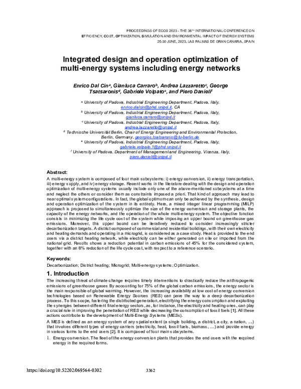 (PDF) Integrated Design and Operation Optimization of Multi-Energy ...