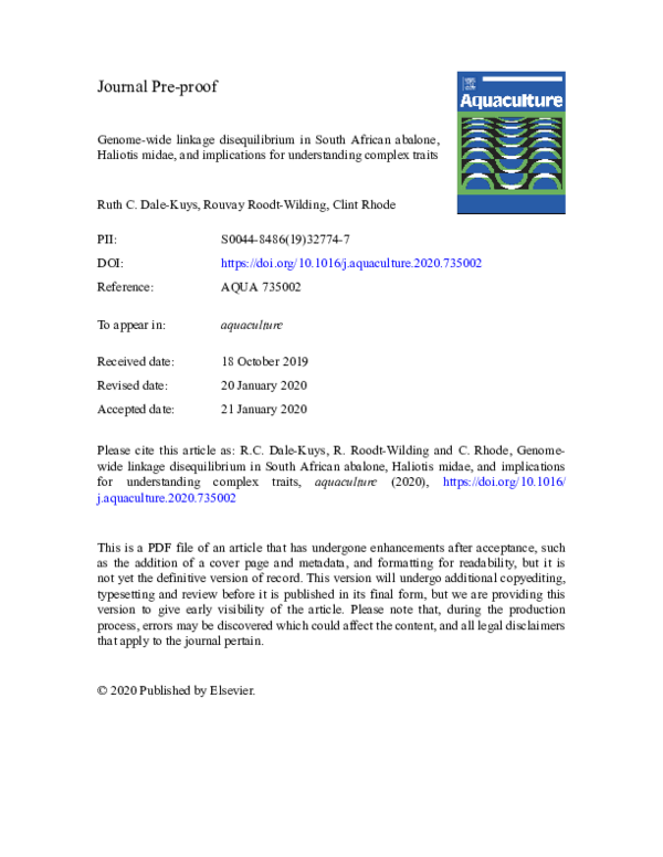 (PDF) Genome-wide linkage disequilibrium in South African abalone ...