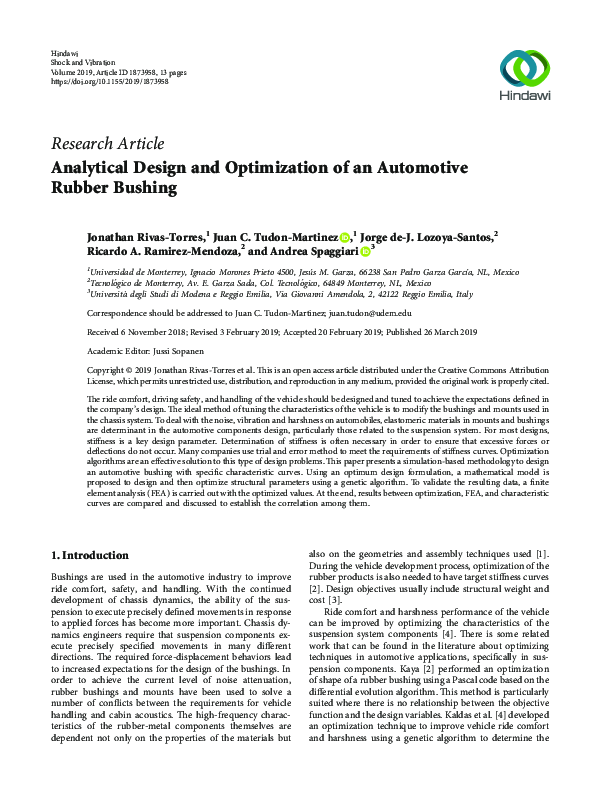 (PDF) Analytical Design and Optimization of an Automotive Rubber Bushing