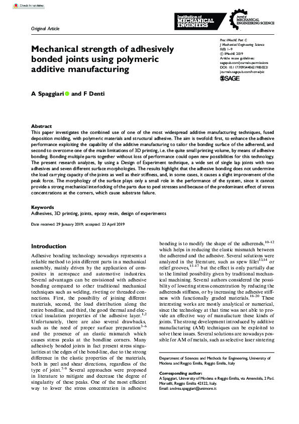 (PDF) Mechanical strength of adhesively bonded joints using polymeric ...