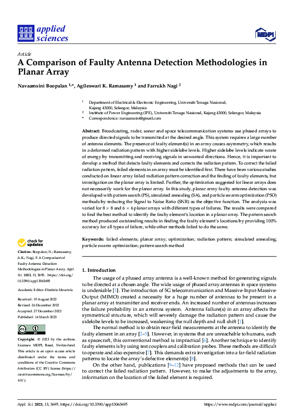 (PDF) A Comparison of Faulty Antenna Detection Methodologies in Planar Array
