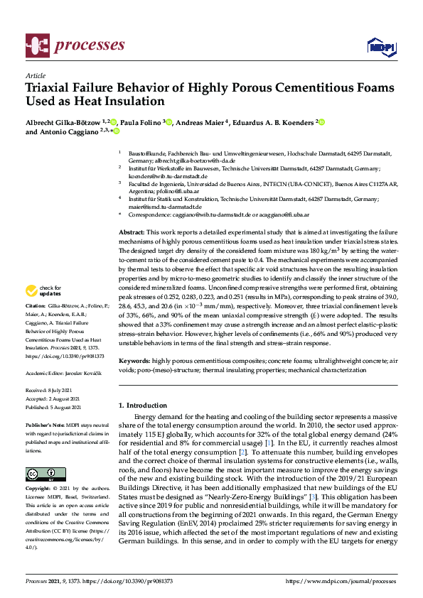 (PDF) Triaxial Failure Behavior of Highly Porous Cementitious Foams Used as Heat Insulation ...