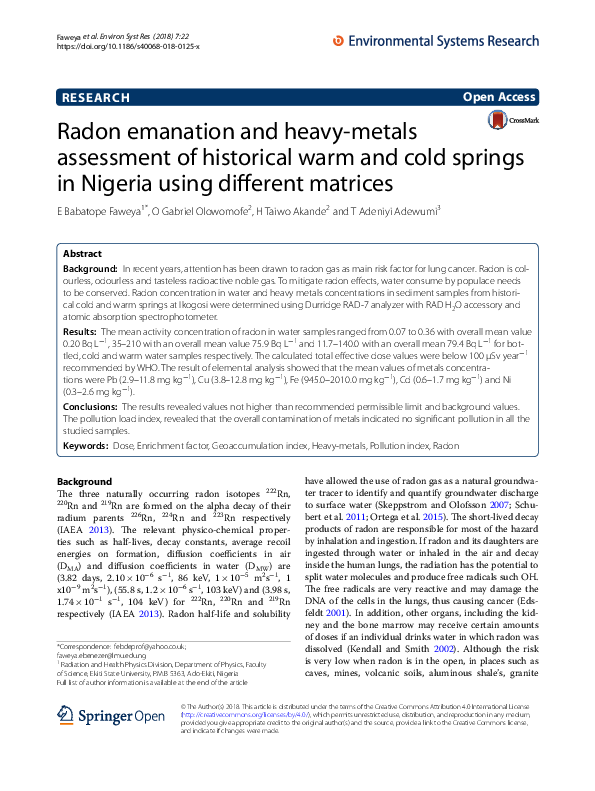 (PDF) Radon emanation and heavy-metals assessment of historical warm ...