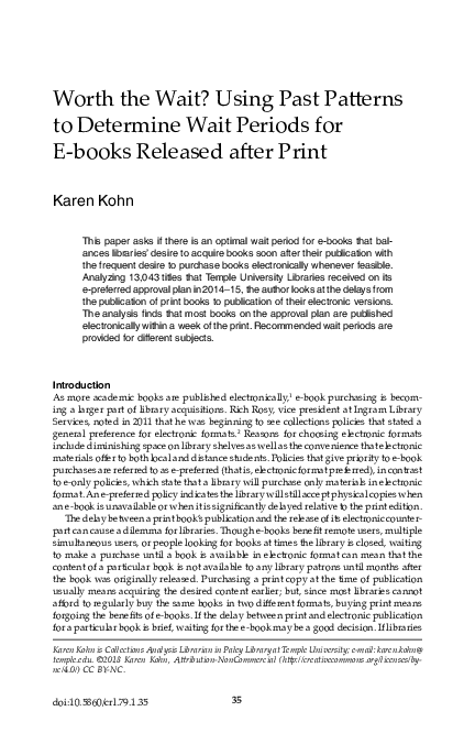 (PDF) Worth the Wait? Using Past Patterns to Determine Wait Periods for ...