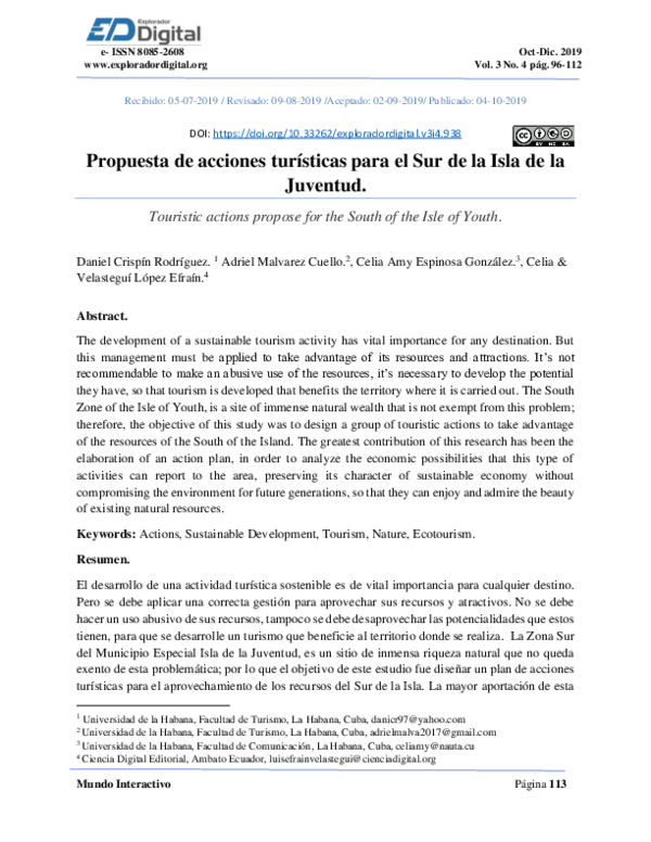 (PDF) Propuesta de acciones turísticas para el Sur de la Isla de la ...