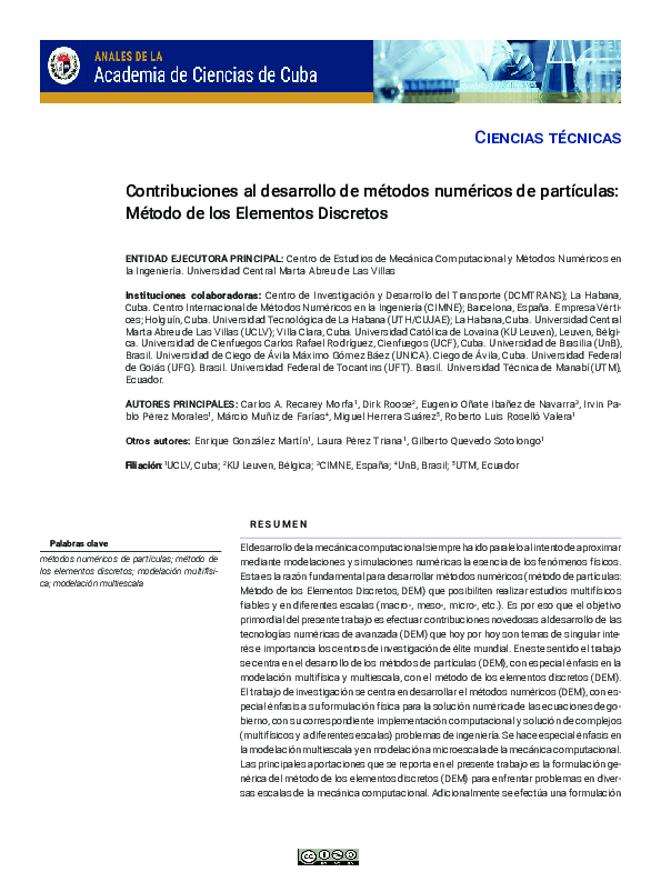 (PDF) Contribuciones al desarrollo de métodos numéricos de partículas ...