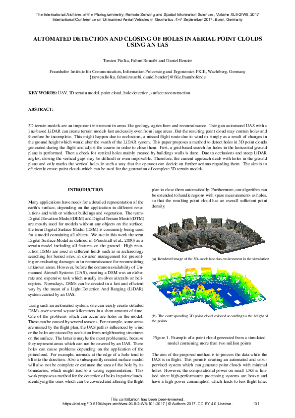 (PDF) Automated Detection and Closing of Holes in Aerial Point Clouds Using an Uas
