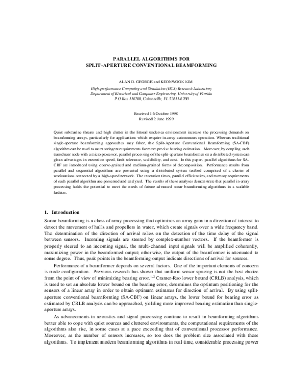 (PDF) Parallel Algorithms for Split-Aperture Conventional Beamforming