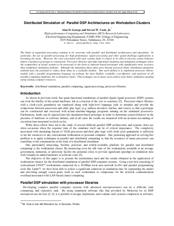 (PDF) Distributed Simulation of Parallel DSP Architectures on ...