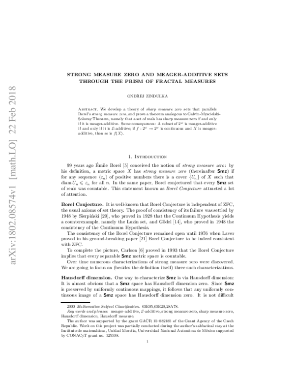 (PDF) Strong measure zero and meager-additive sets through the prism of fractal measures