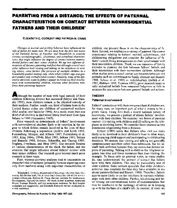 (PDF) Parenting from a distance: The effects of paternal ...