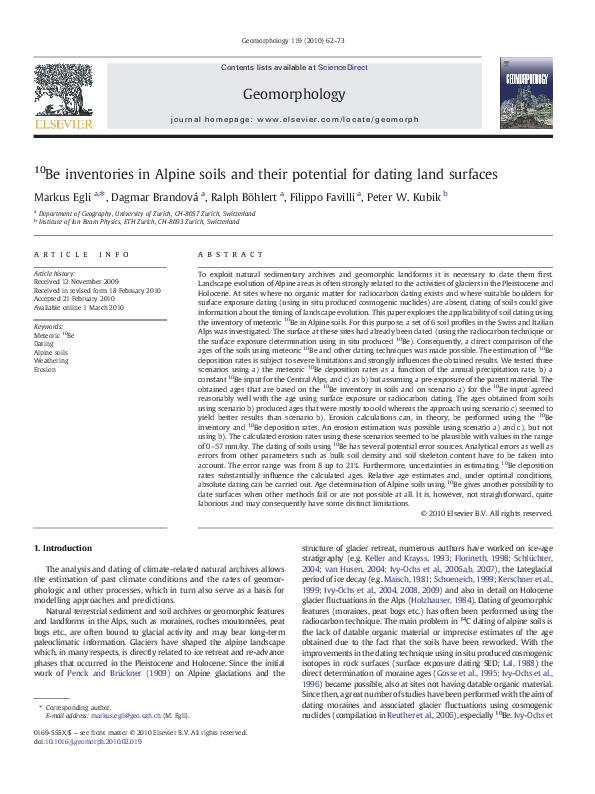 (PDF) 10Be inventories in Alpine soils and their potentiality for ...