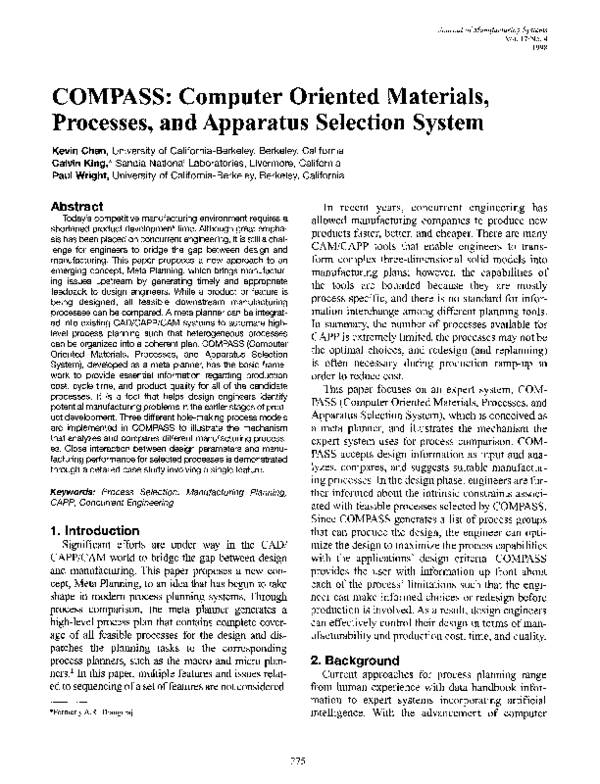 (PDF) COMPASS: Computer oriented materials, processes, and apparatus ...