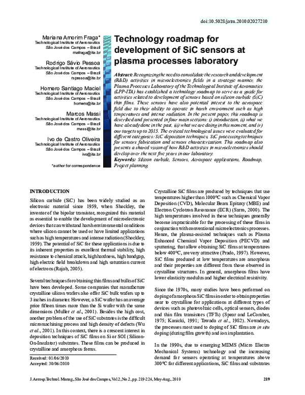 (PDF) Technology roadmap for development of SiC sensors at plasma processes laboratory | Homero ...