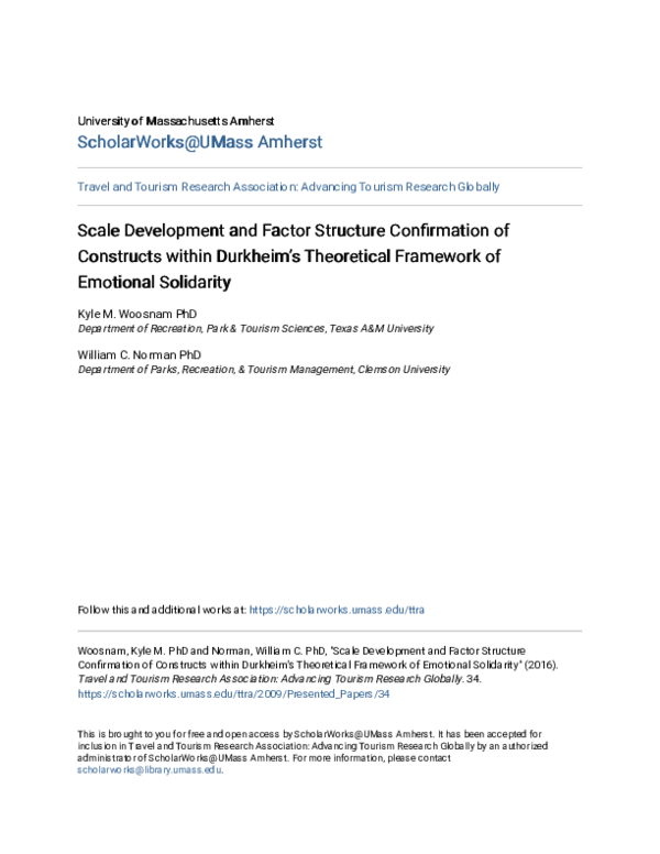 (PDF) Scale Development and Factor Structure Confirmation of Constructs within Durkheim’s ...