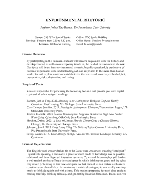 (PDF) Environmental Rhetoric (Spring 2024)