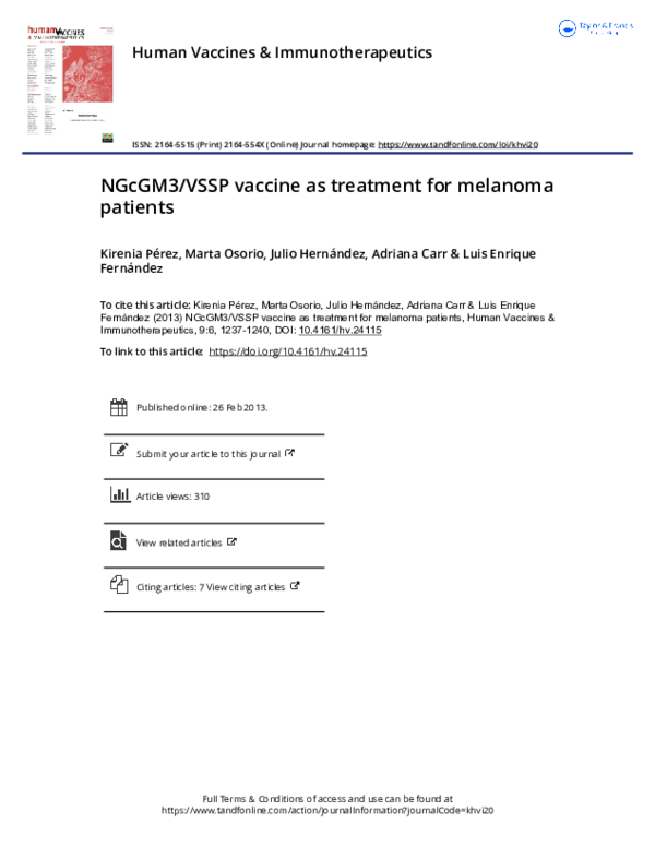 (PDF) NGcGM3/VSSP vaccine as treatment for melanoma patients