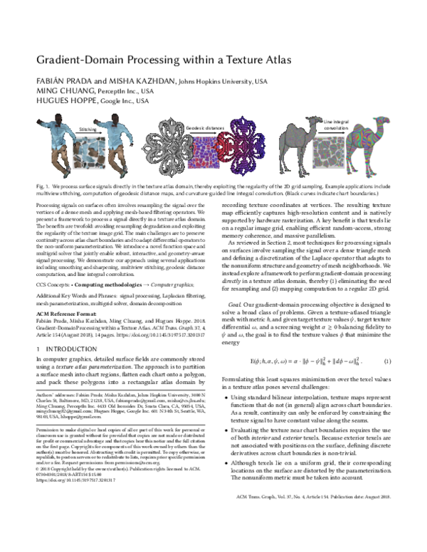 (PDF) Gradient-domain processing within a texture atlas