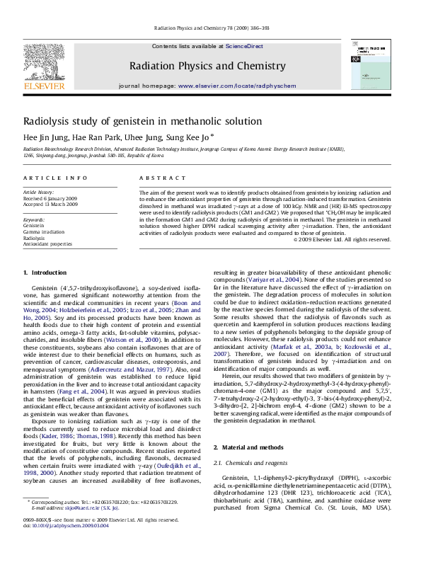 (PDF) Radiolysis study of genistein in methanolic solution