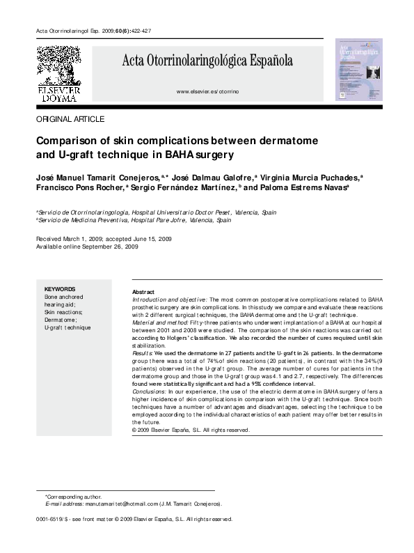 (PDF) Comparison of skin complications between dermatome and U-graft ...