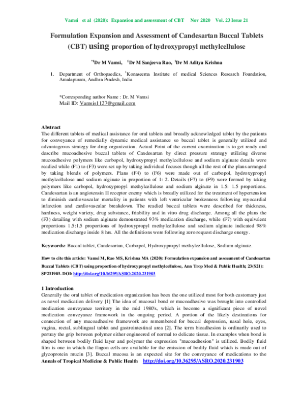 (PDF) Formulation Expansion and Assessment of Candesartan Buccal ...