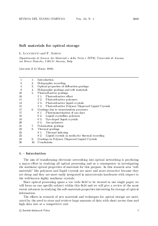 (PDF) Soft materials for optical storage