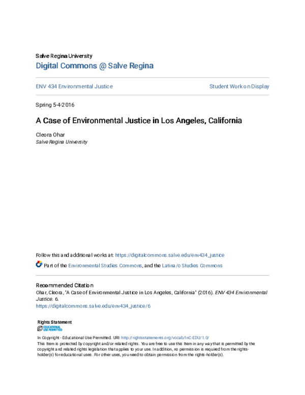 (PDF) A Case of Environmental Justice in Los Angeles, California