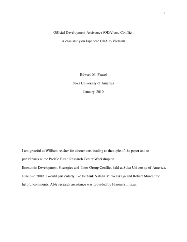 (PDF) Official Development Assistance (ODA) and Conflict