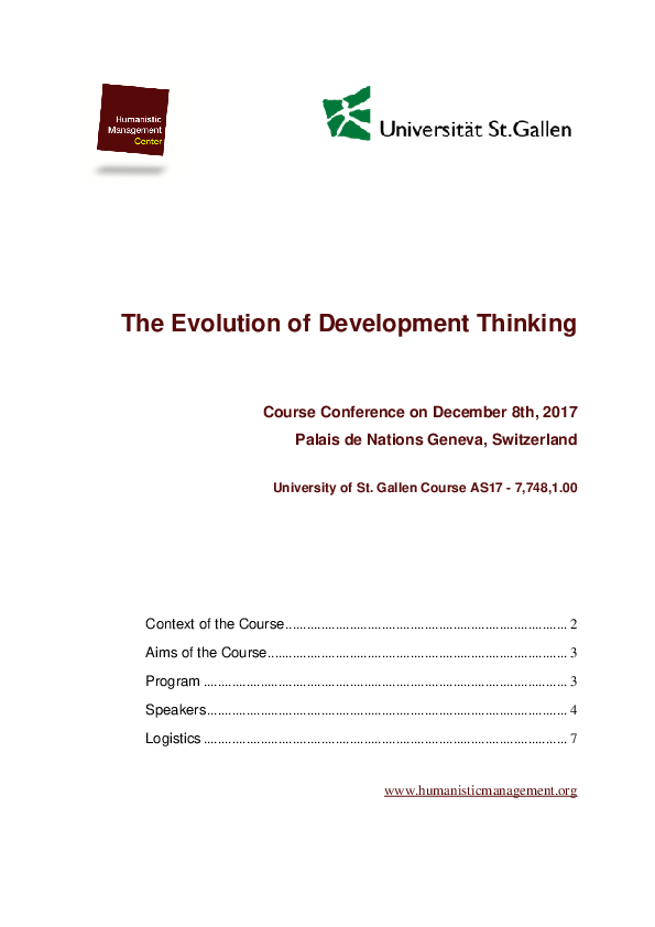 (PDF) The Evolution of Development Thinking