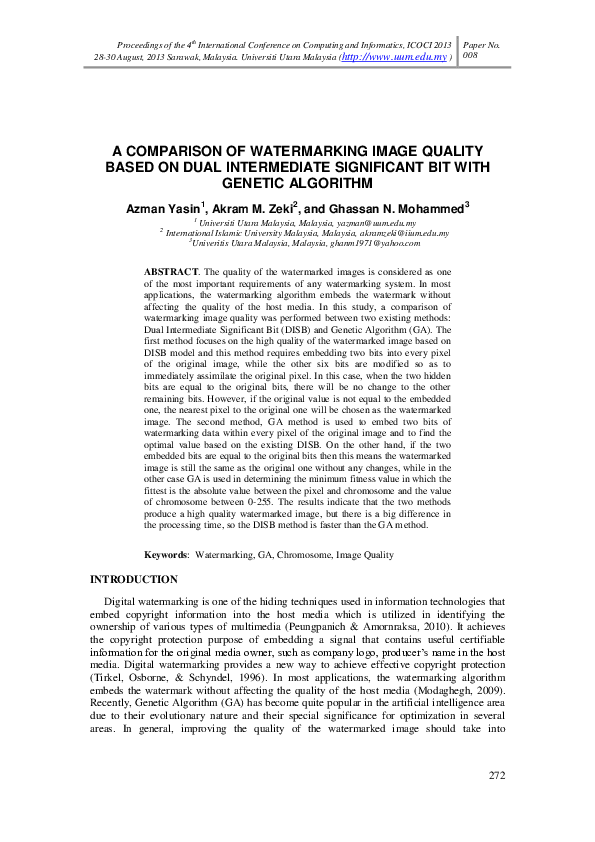 (PDF) A Comparison of Watermarking Image Quality Based on Dual Intermediate Significant Bit with ...